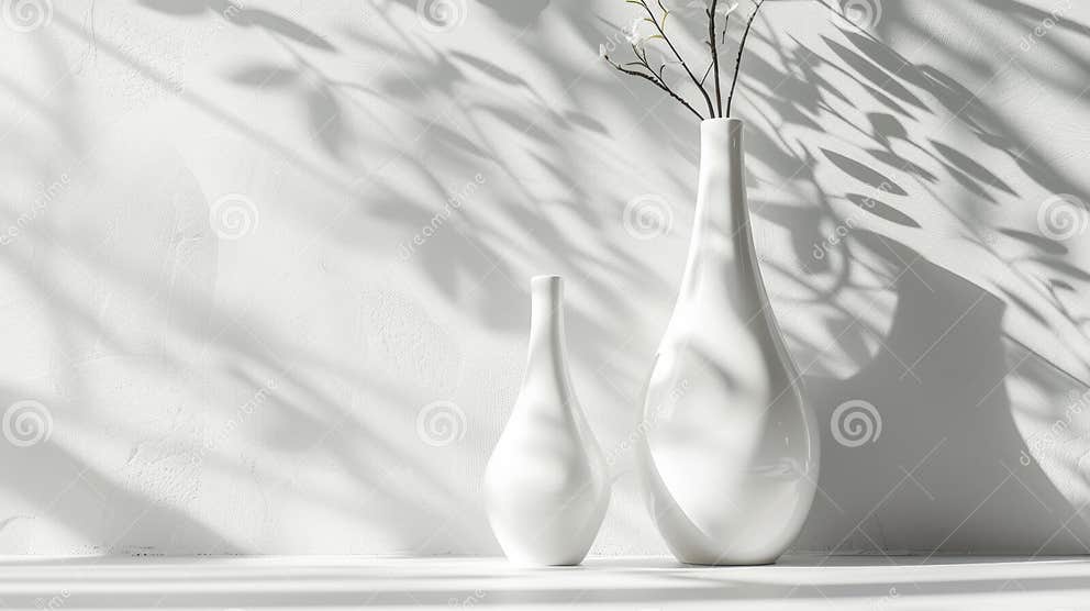 Minimalist White Vases with Shadows Stock Image - Image of artistic ...