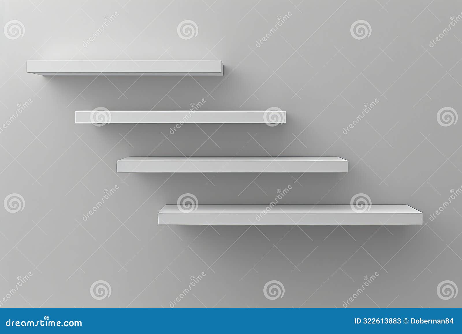 Minimalist White Wall Shelf with Three Angled Steps for Modern Interior ...
