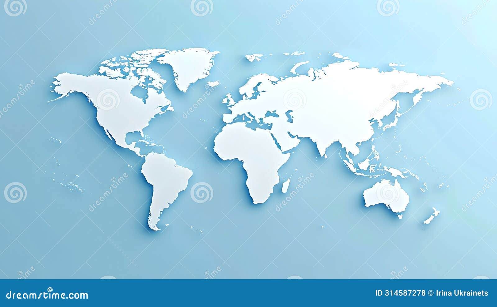 Simplified World Map Representation on a Blue Background. Minimalistic ...