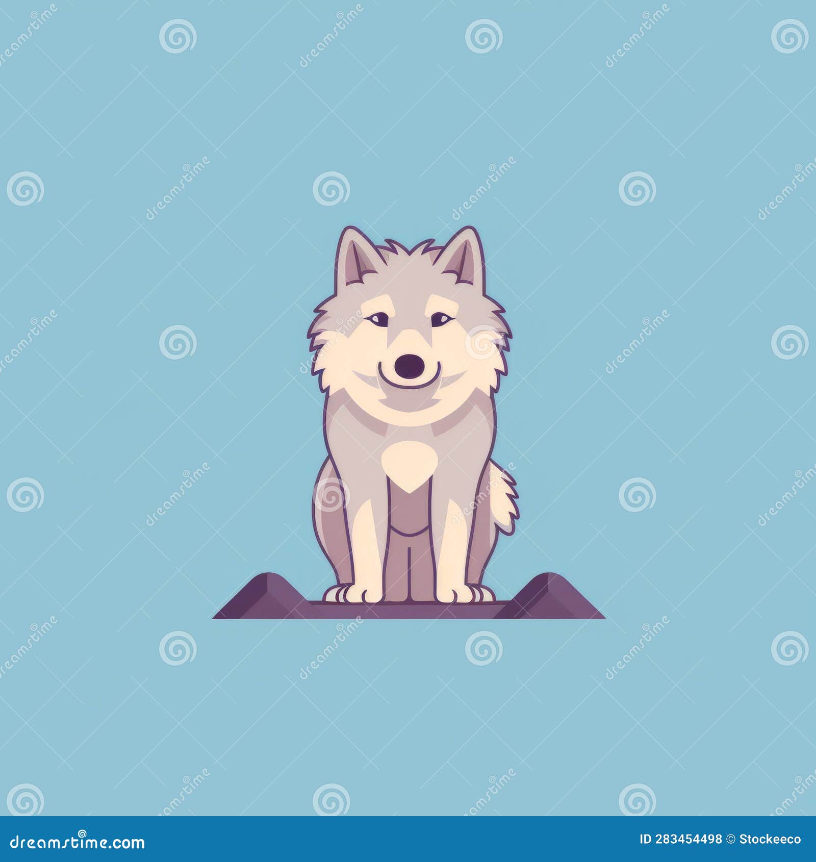 Minimalist Wolf Illustration on Blue Background Stock Illustration ...