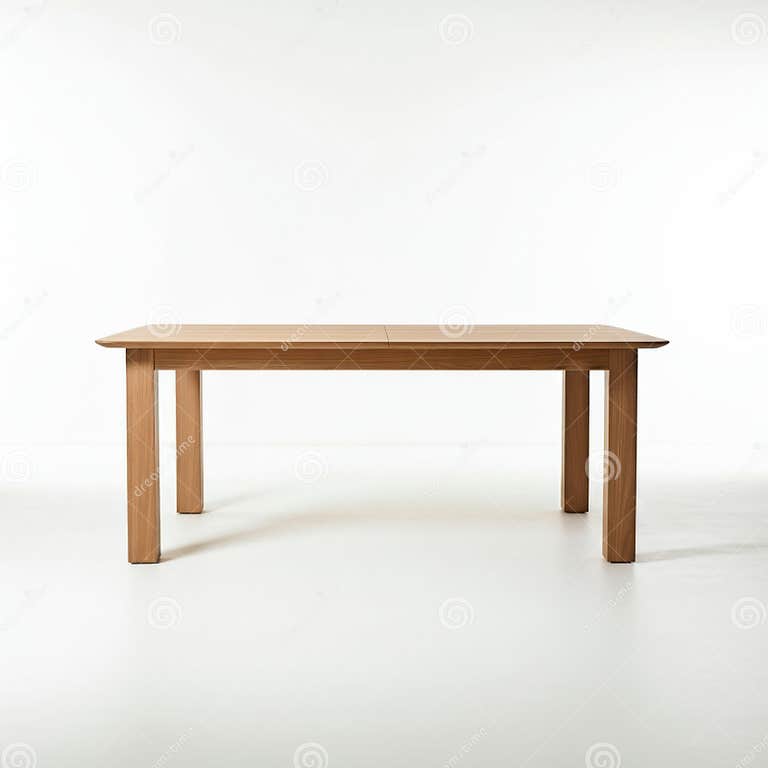Minimalist Wooden Table in Bright Interior Setting Stock Illustration ...