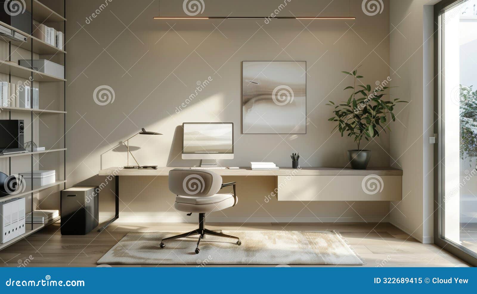 A Minimalist Work Environment with Neutral Color Scheme and Minimalist ...