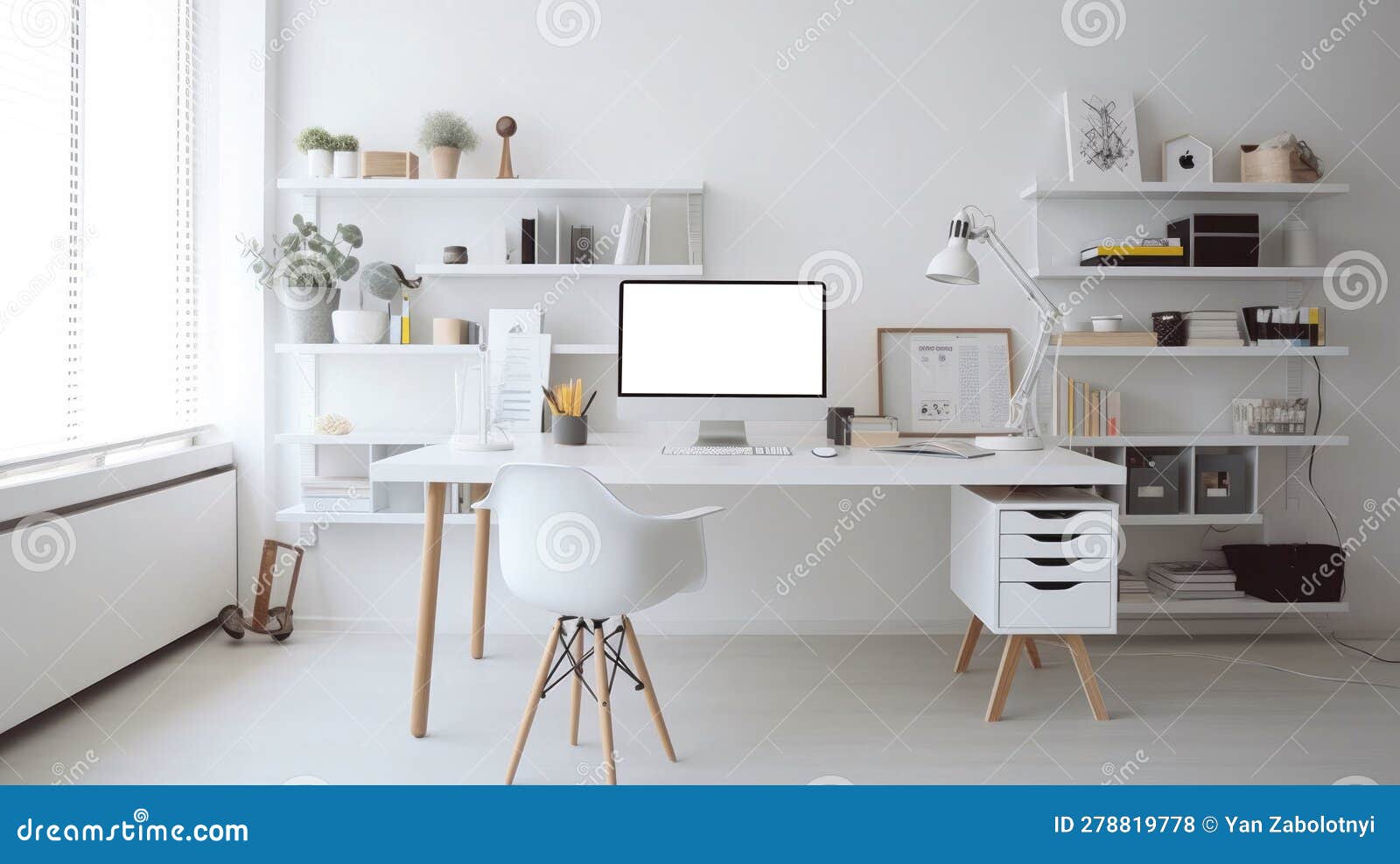 Minimalist Workspace with Clean Lines. Generative AI Stock Illustration ...