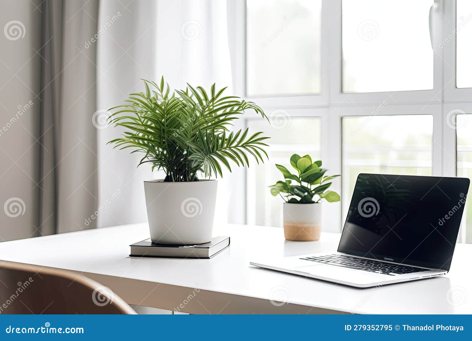 Minimalist Workspace with Window Corner View Generate by AI Stock ...