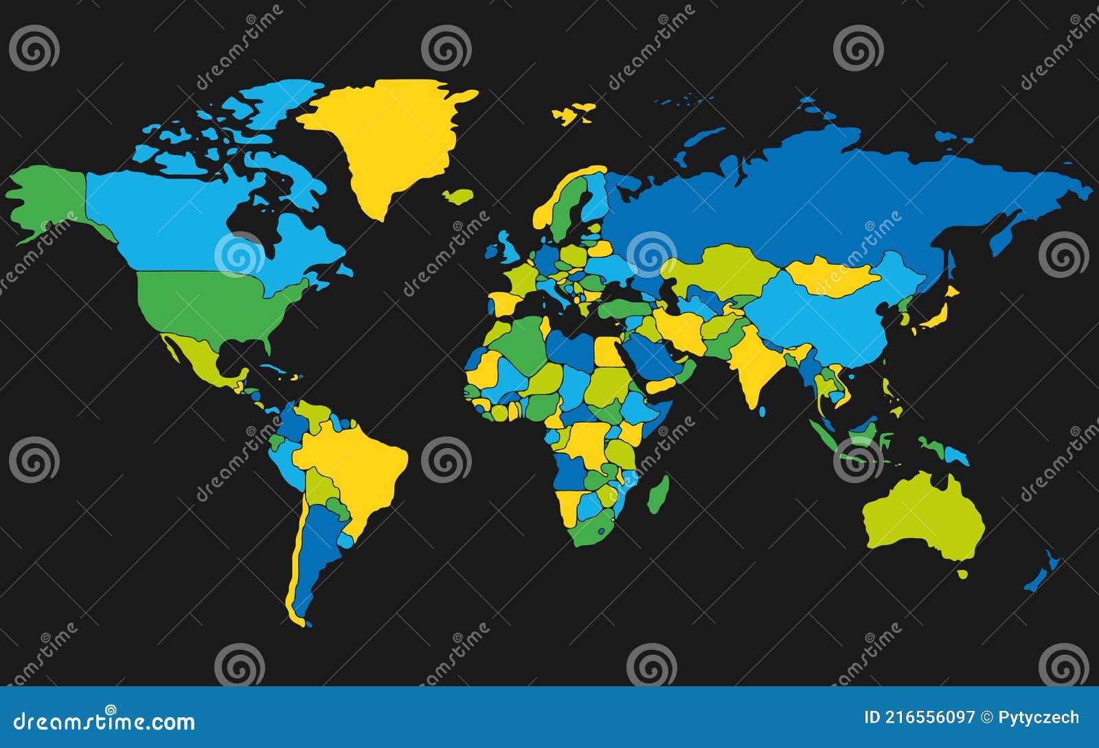 Minimalist World Map With Rounded Borders Vector Illustration ...