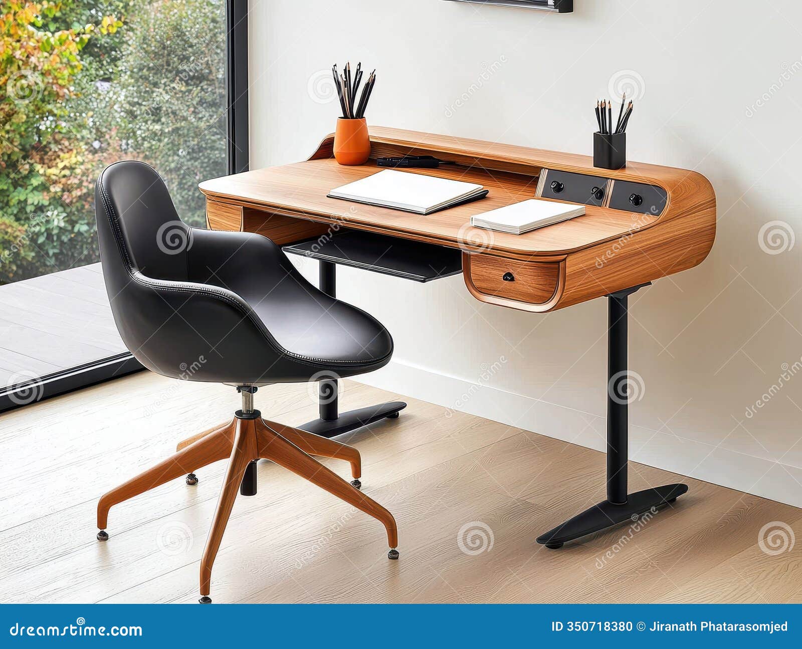 Minimalist Writing Desk with Stylish Chair in Modern Setting Stock ...