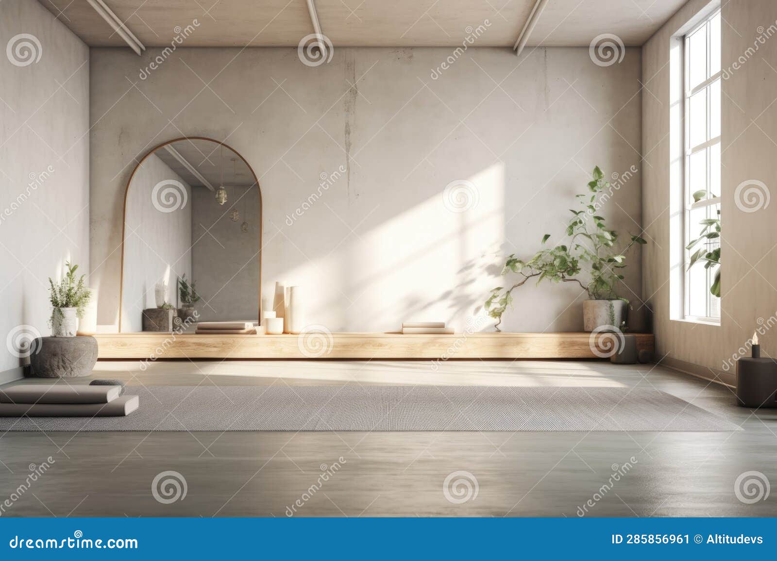 Minimalist Yoga Studio with Calming Color Scheme Stock Illustration ...