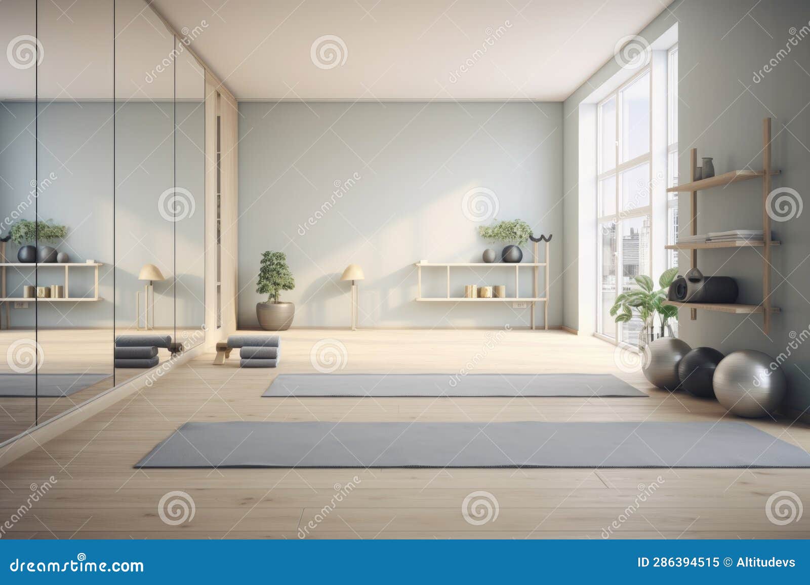 Minimalist Yoga Studio with Calming Color Scheme Stock Image - Image of ...