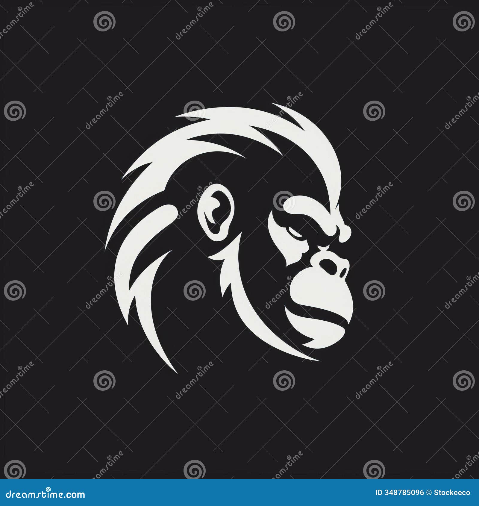 Minimalistic 2d Vector Icon Logo of a Gorilla Down Stock Illustration ...