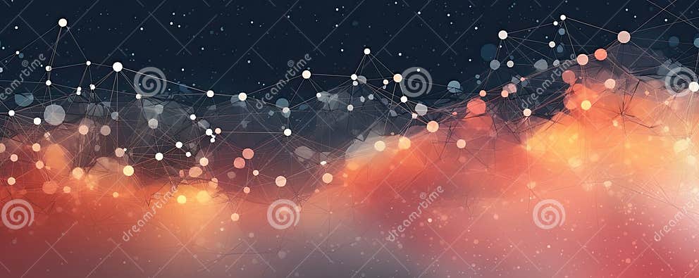 Minimalistic Abstract Background with Abstract Data Visualizations and Interconnected Nodes ...