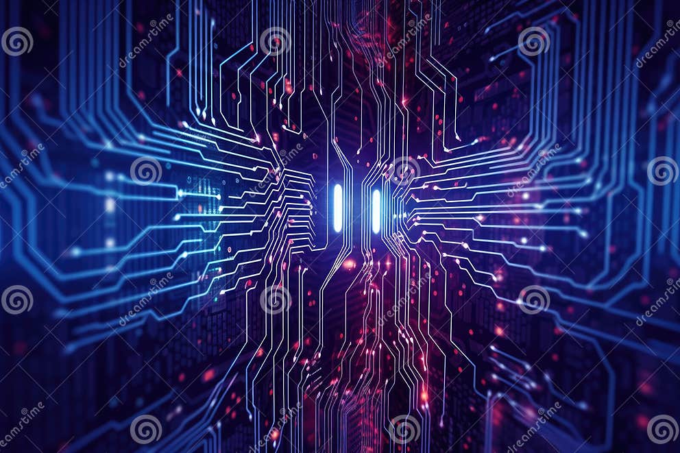 Minimalistic Abstract Background With Circuitry Patterns And Binary
