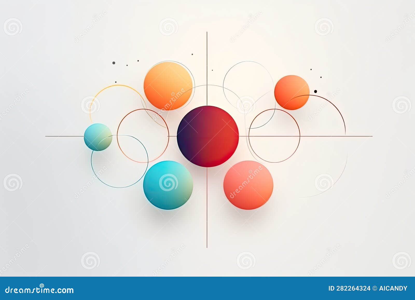 Minimalistic Abstract Background With Intersecting Lines And Circles
