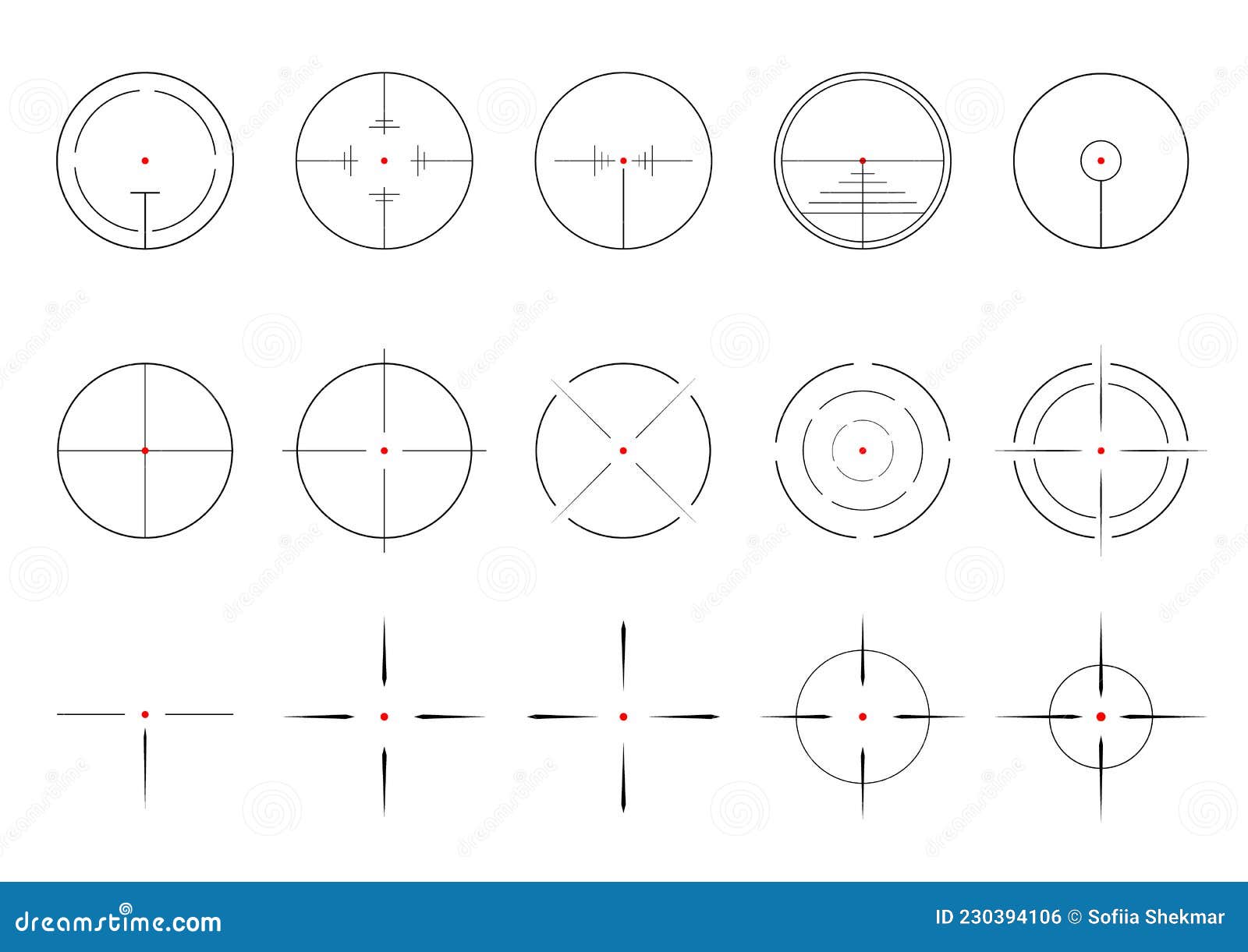 Minimalistic Aim Crosshair Set Stock Vector - Illustration of action ...