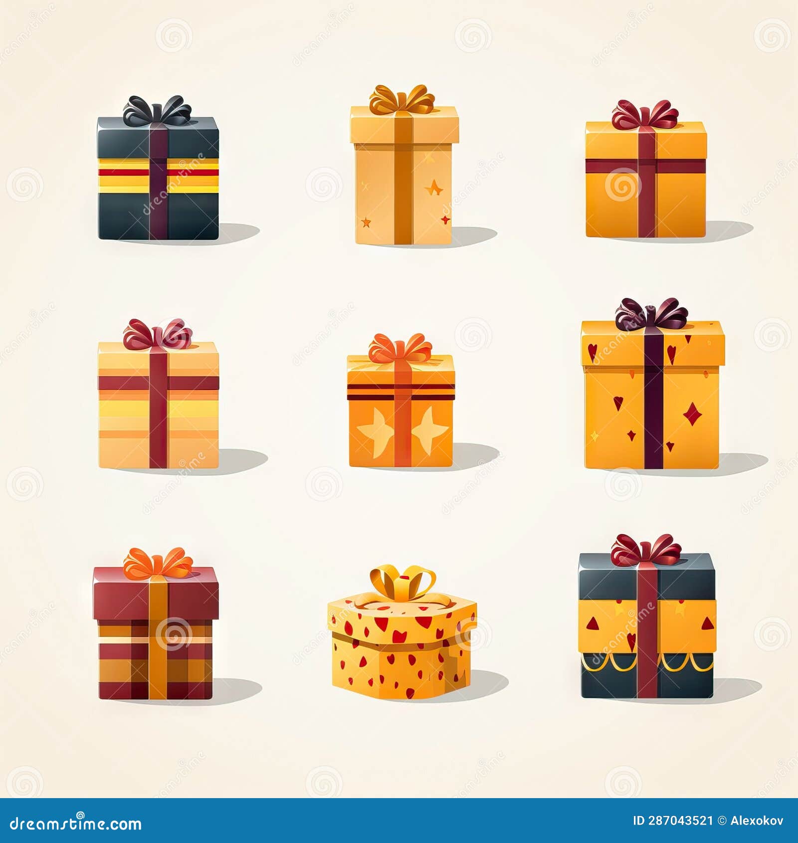 Minimalistic Animated Gift Box Set AI Generated Stock Illustration ...