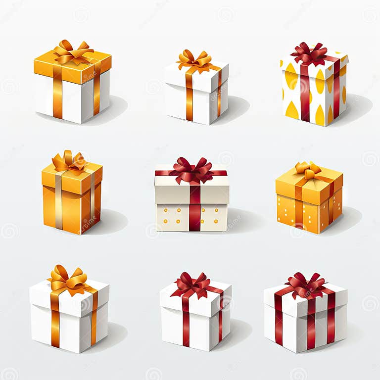Minimalistic Animated Gift Box Set AI Generated Stock Illustration ...