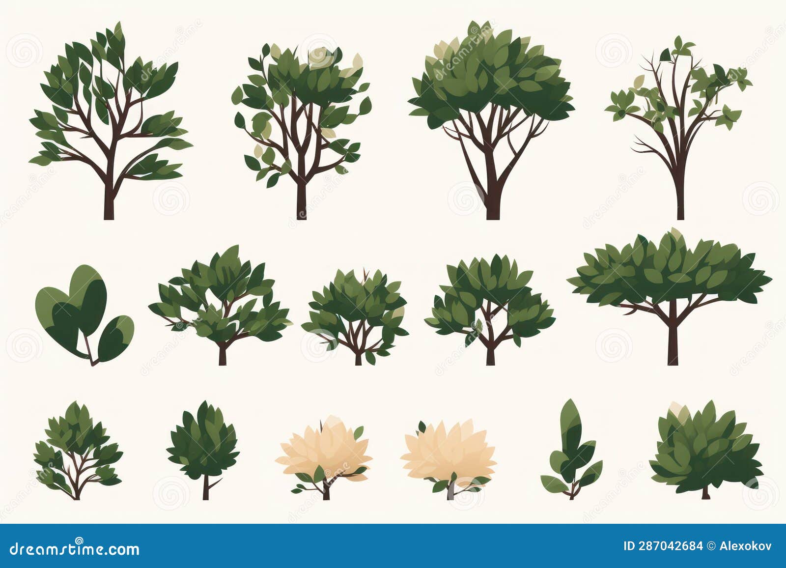Minimalistic Animation of Bush Set AI Generated Stock Illustration ...
