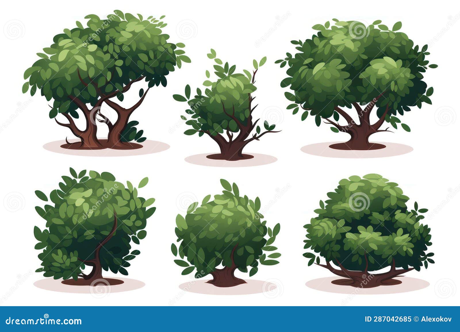 Minimalistic Animation of Bush Set AI Generated Stock Illustration ...