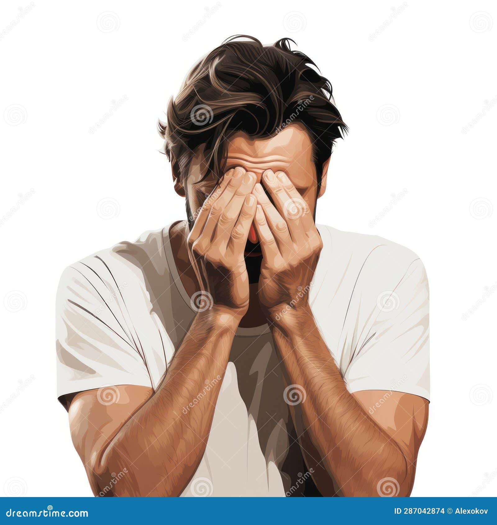 Minimalistic Animation of a Crying Man AI Generated Stock Illustration ...