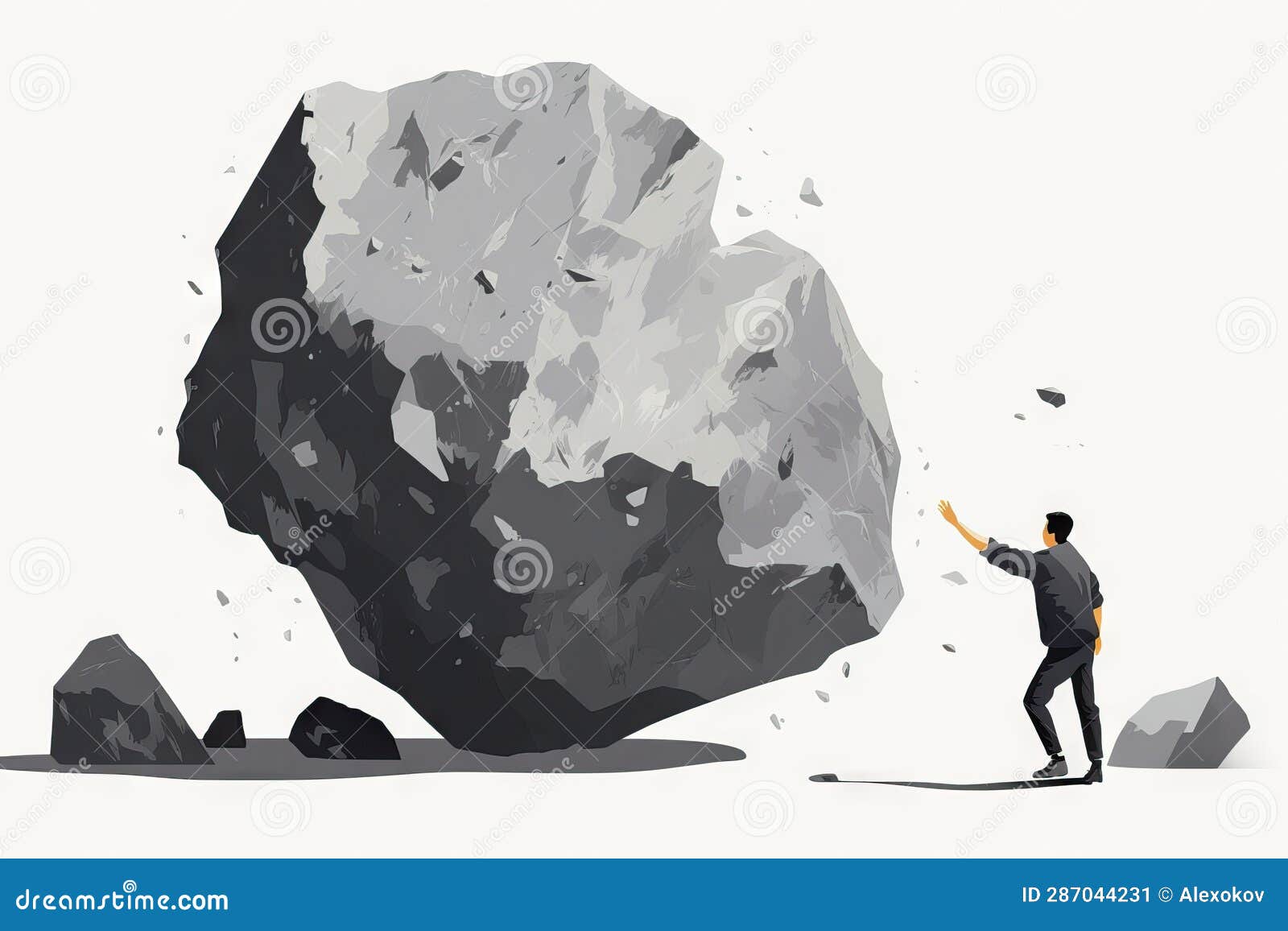 Minimalistic Animation of a Large Rock AI Generated Stock Illustration ...