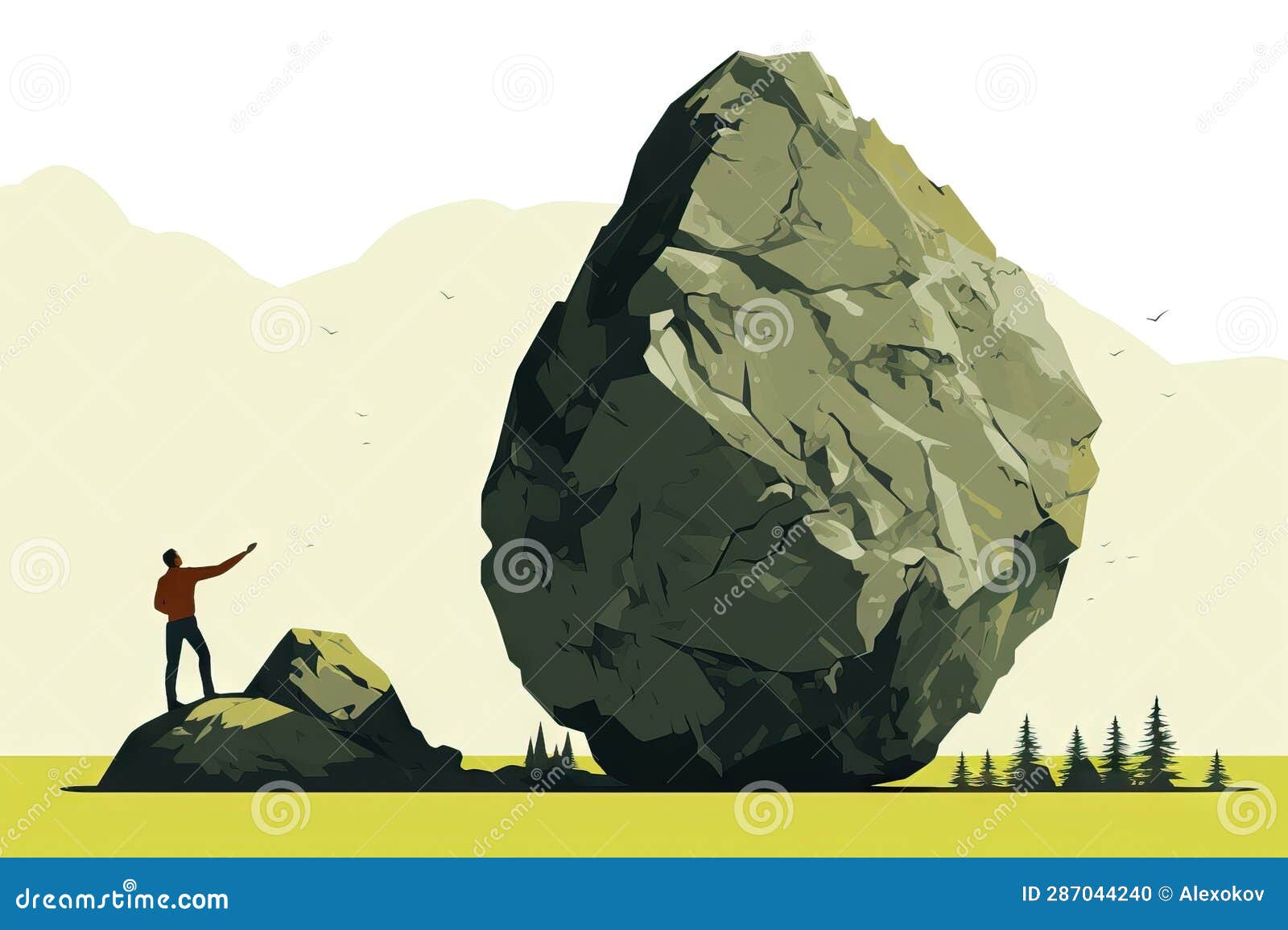 Minimalistic Animation of a Large Rock AI Generated Stock Illustration ...