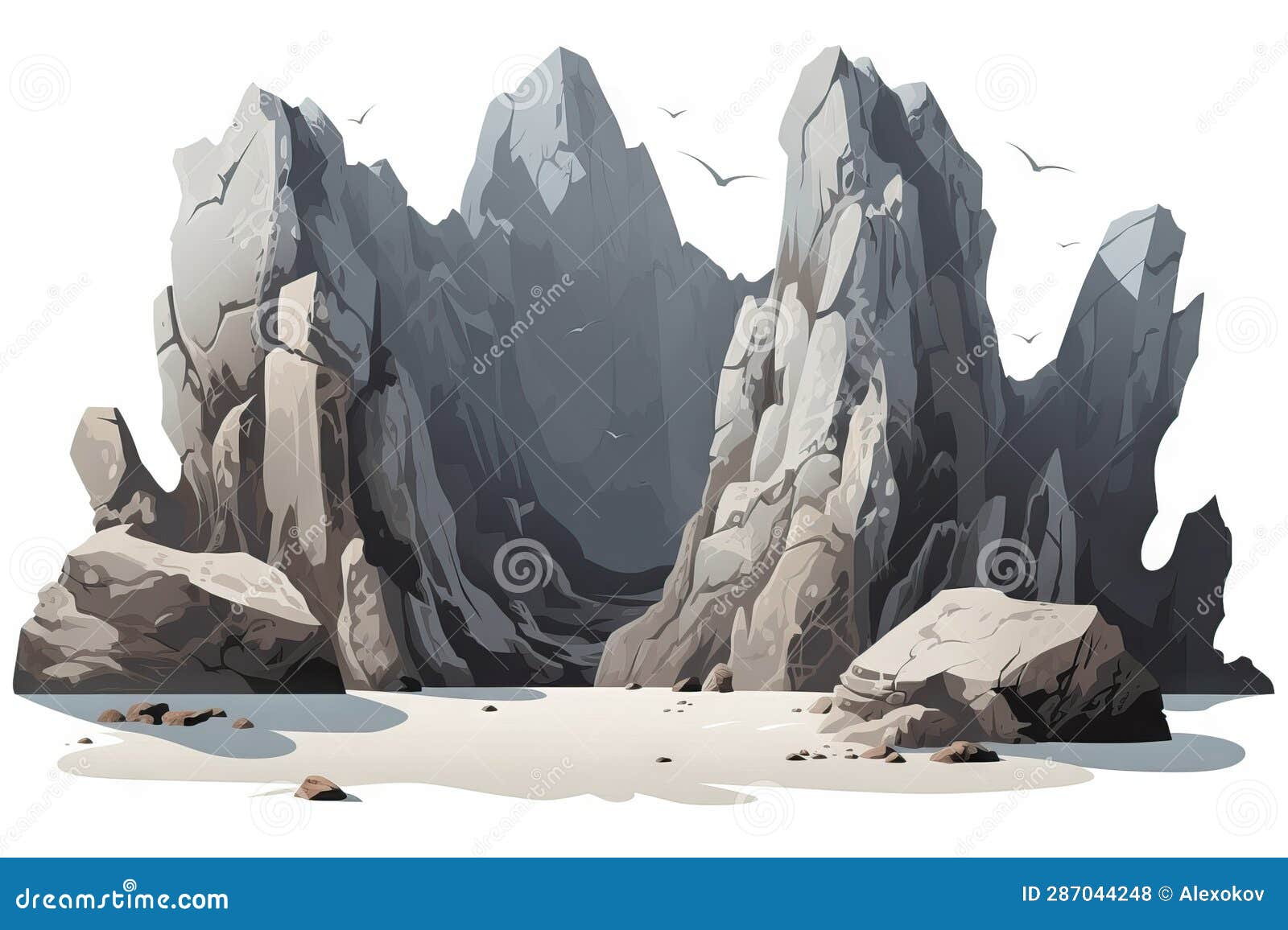 Minimalistic Animation of a Large Rock AI Generated Stock Illustration ...