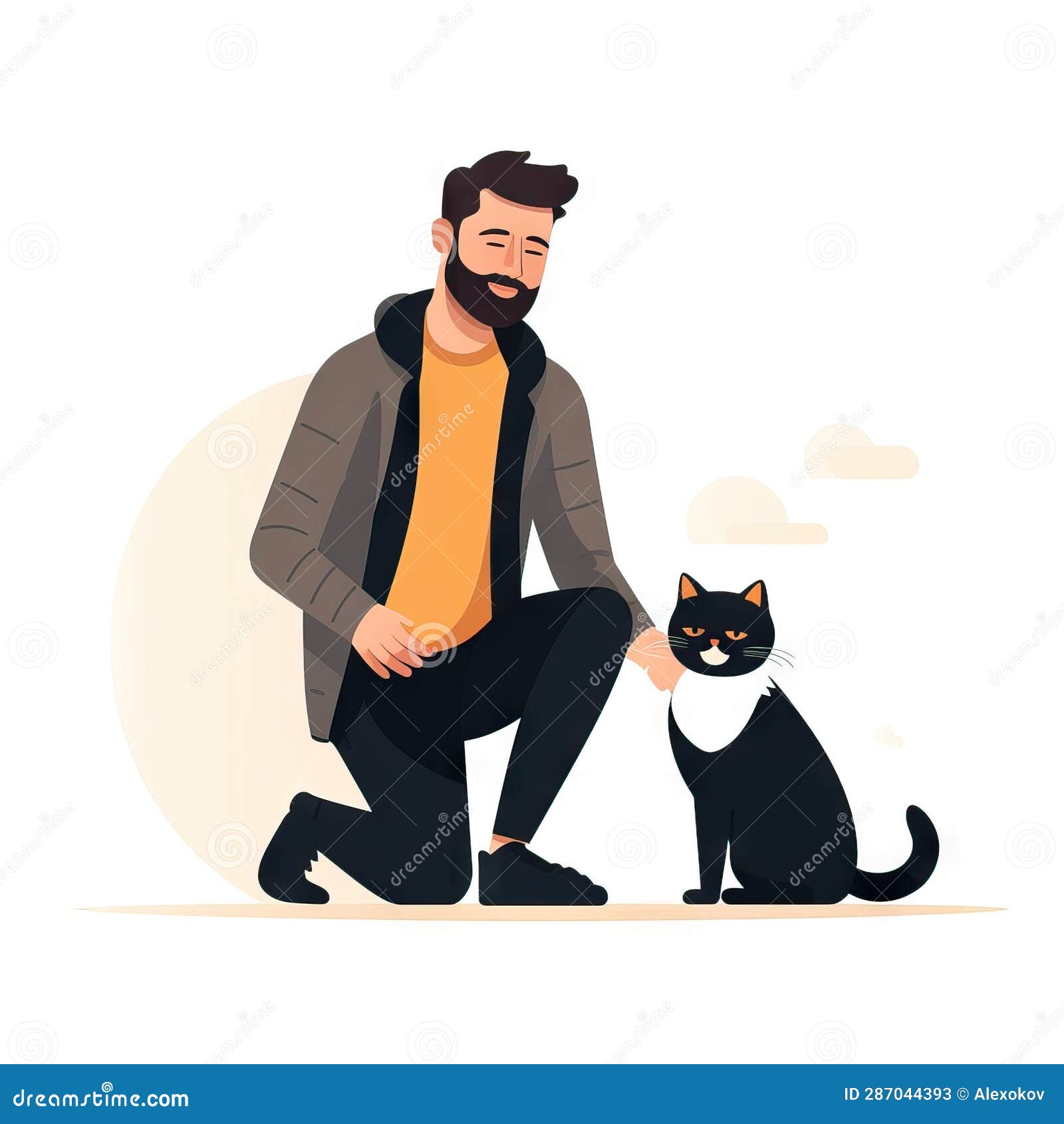 Minimalistic Animation of a Man with a Cat AI Generated Stock ...