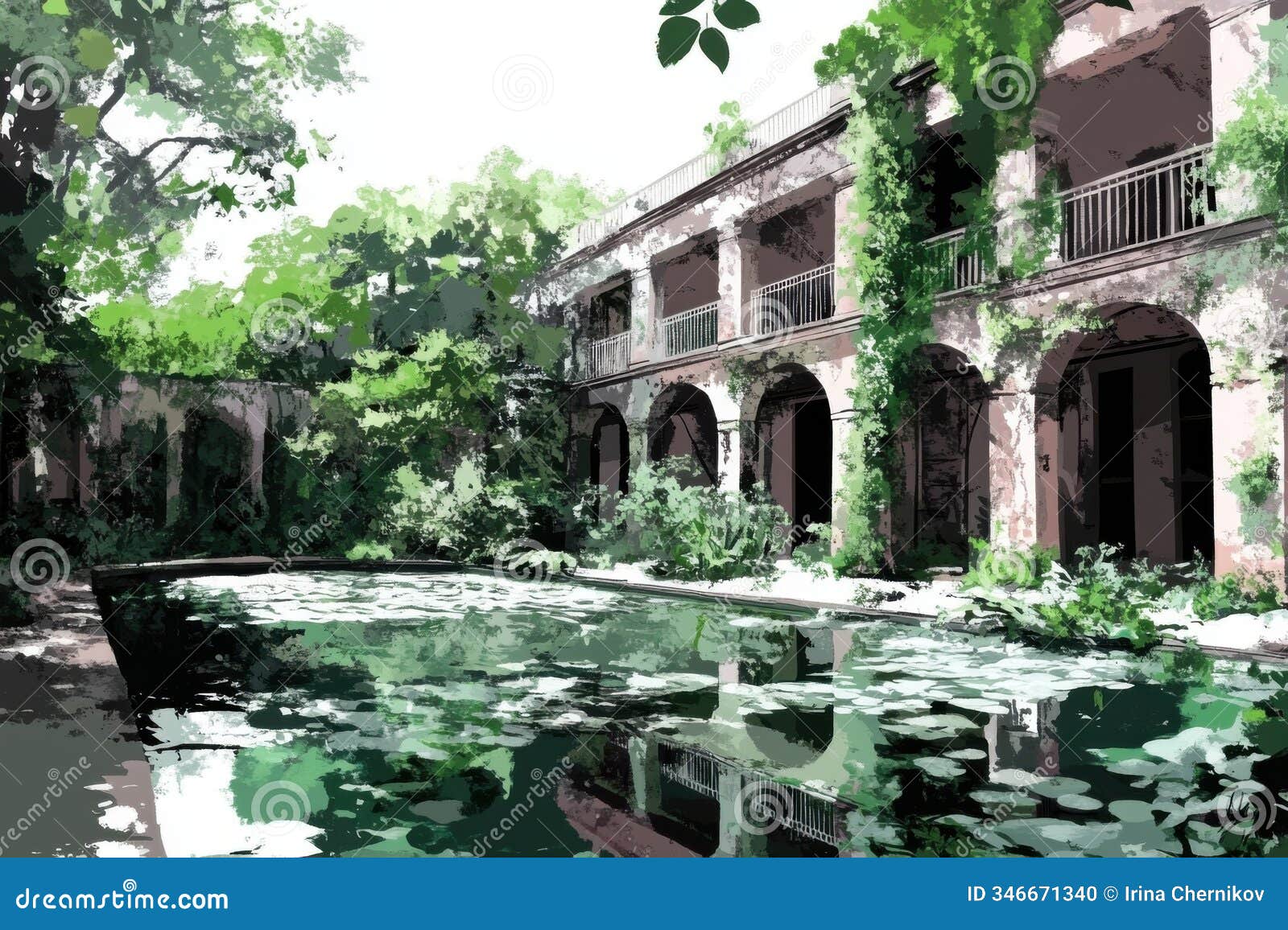 Minimalistic Architectural Design of Lush Garden Courtyard with ...