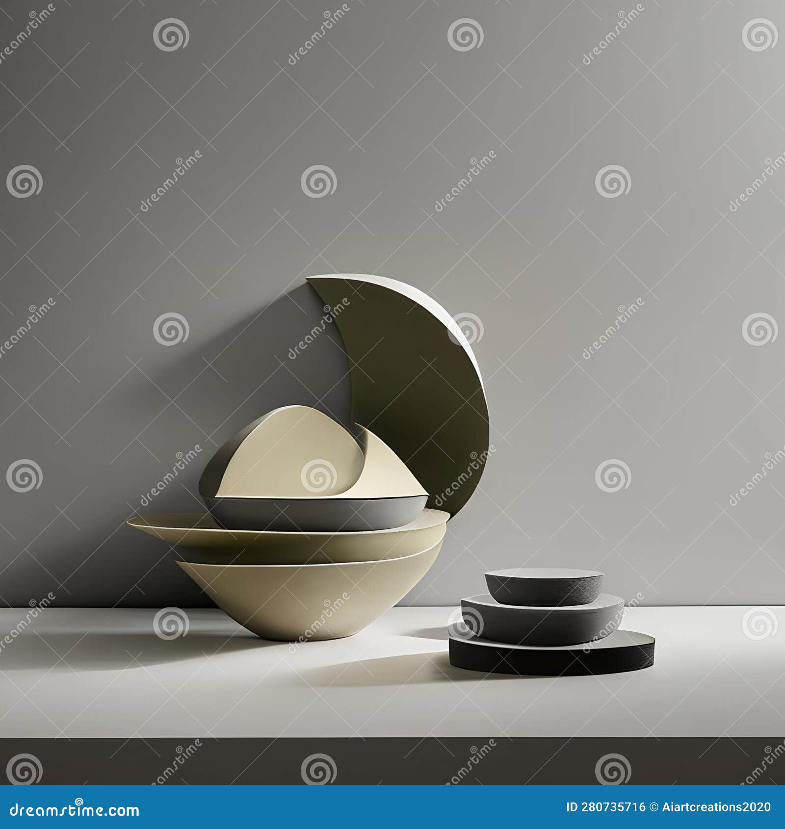 A Minimalistic Arrangement of Overlapping Organic Forms in Neutral ...