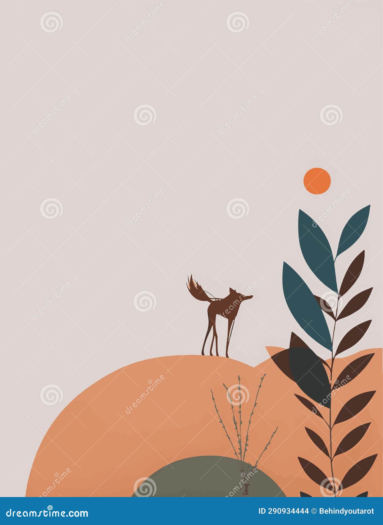 Minimalistic Art with Mild Colours, Boho Style Stock Illustration ...