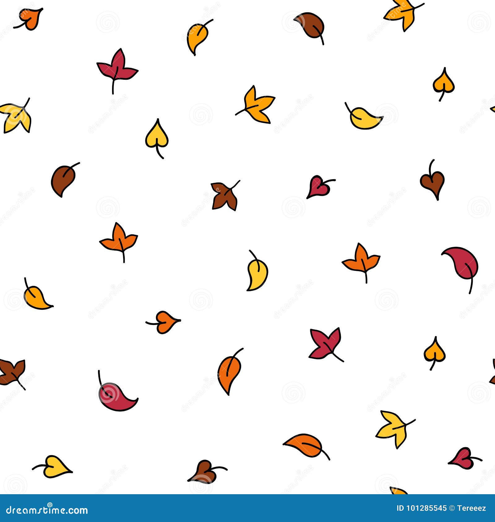 Minimalistic Autumn Leaves Doodle Seamless Pattern Stock Vector ...