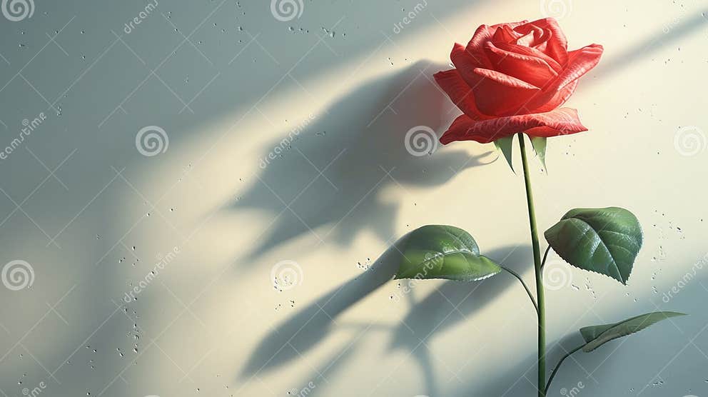 A Minimalistic Backdrop with a Single Rose in the Corner Stock Image ...