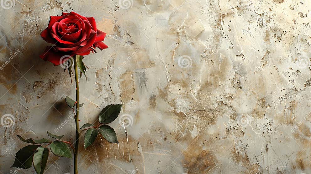 A Minimalistic Backdrop with a Single Rose in the Corner Stock Image ...
