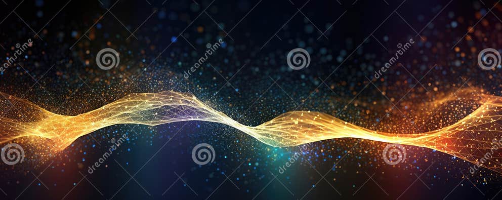 Minimalistic Background with Digital Data Streams and Glowing Particles ...