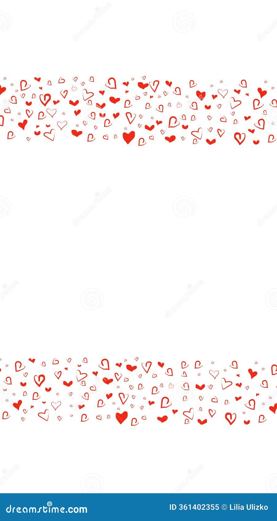 Minimalistic Bakground with a Scattering of Red Hearts in Doodle Style ...