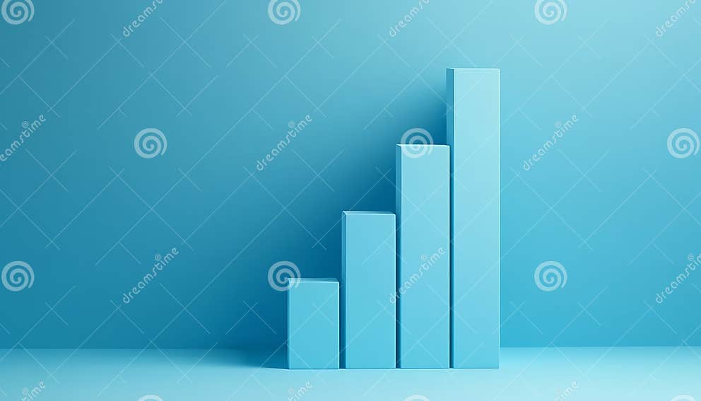 Minimalistic Bar Chart with a Solid Sky Blue Background Stock ...