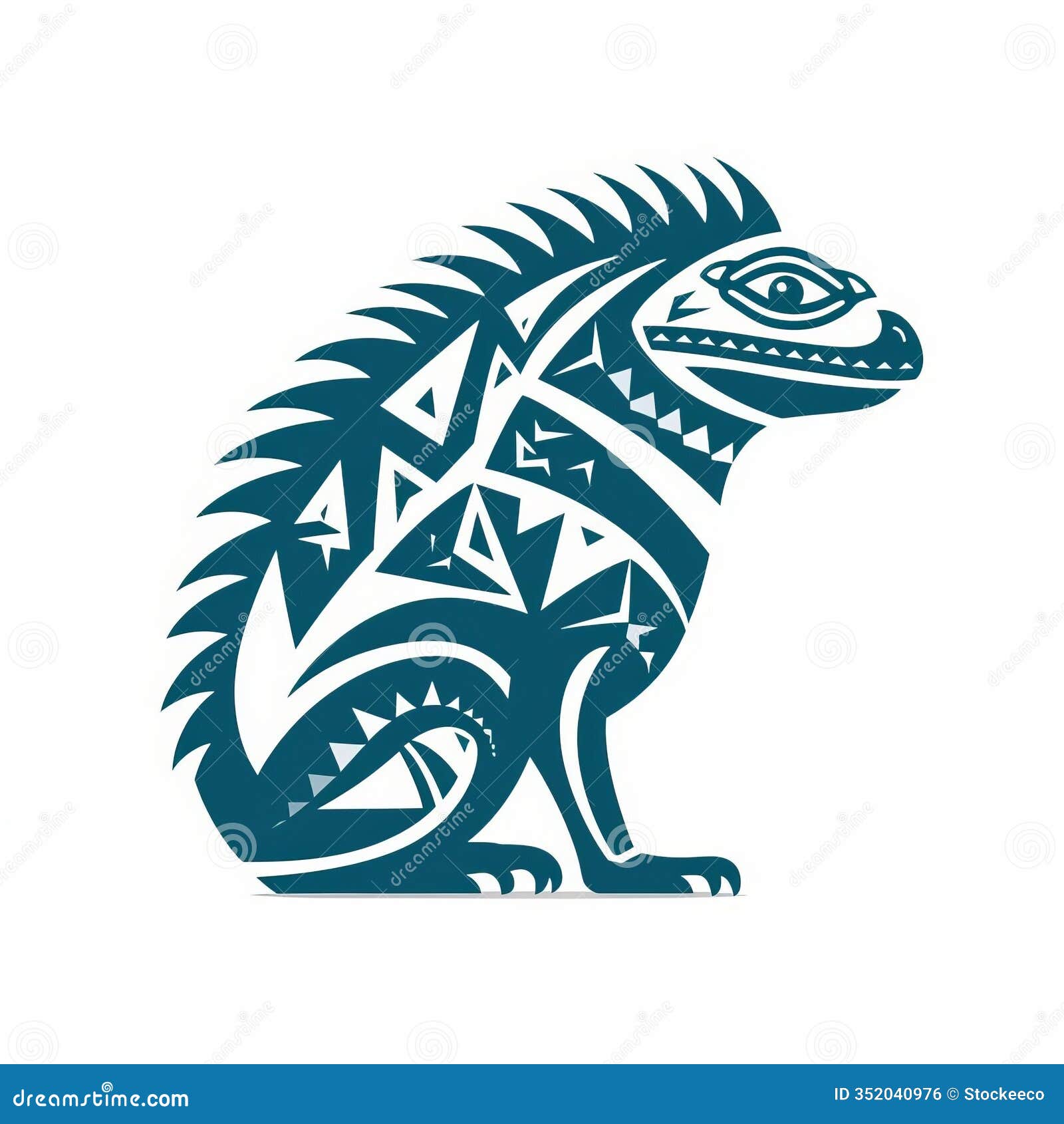 Minimalistic Basilisk Icon On A White Background Pattern Stock Photo ...