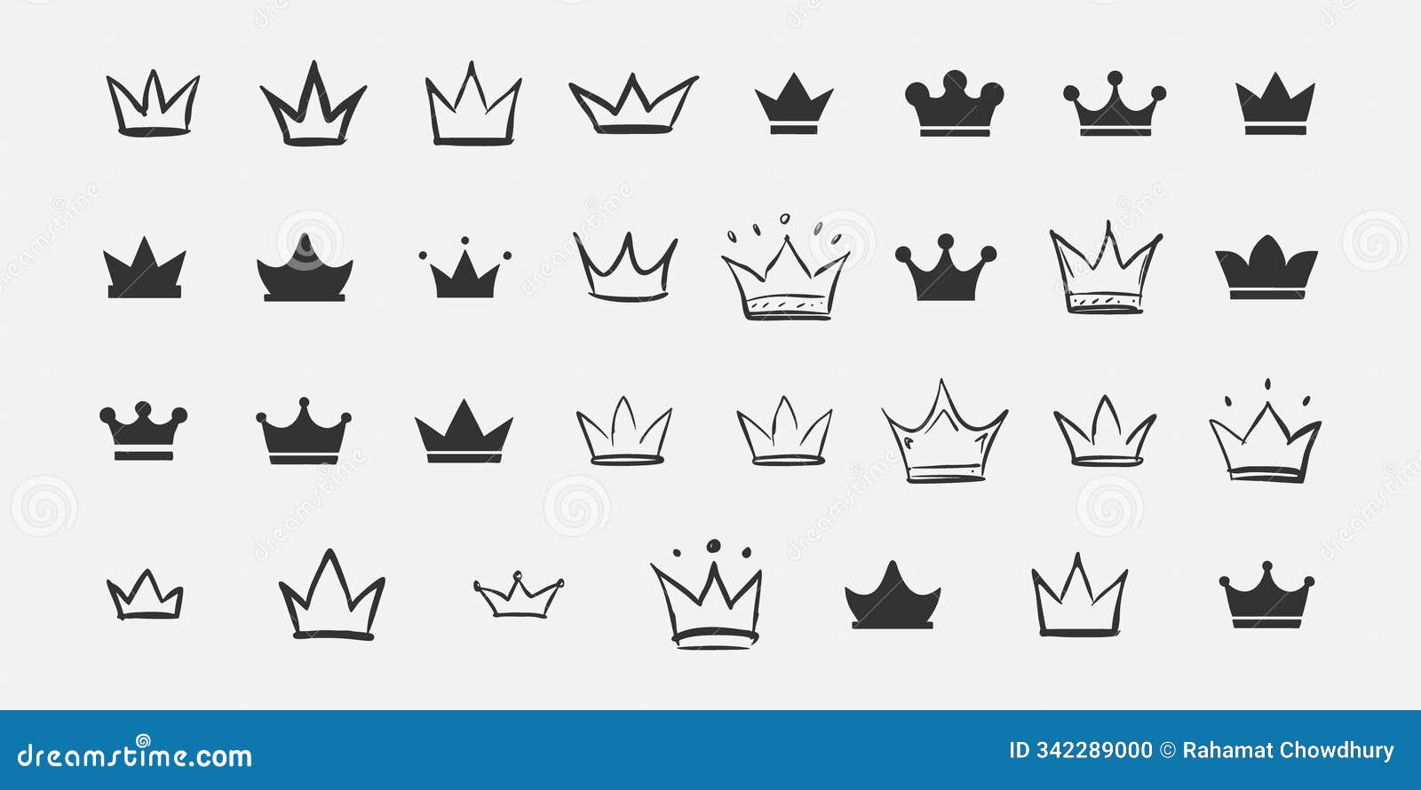 Minimalistic Black Crown Icons in Various Styles Stock Vector ...