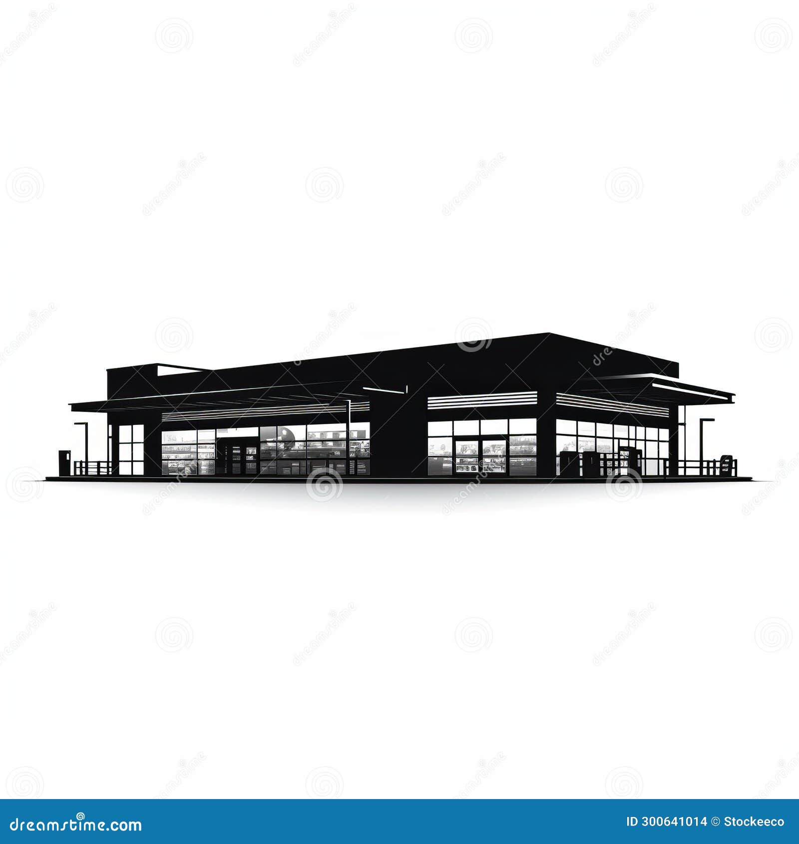 Minimalistic Black Silhouette of Modern Storefront Stock Illustration ...