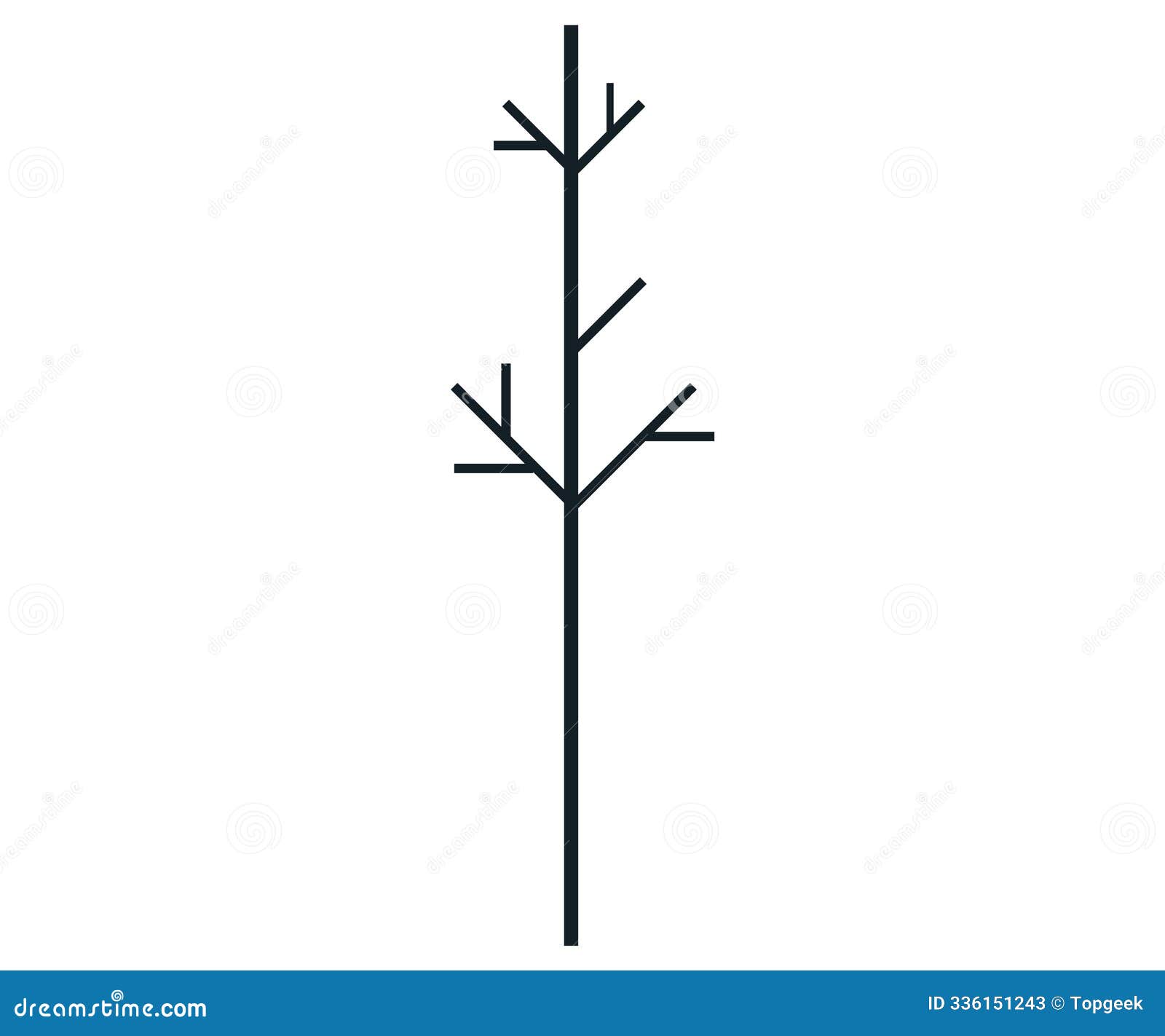 Minimalistic Black Tree with Bare Branches on White Background Stock ...