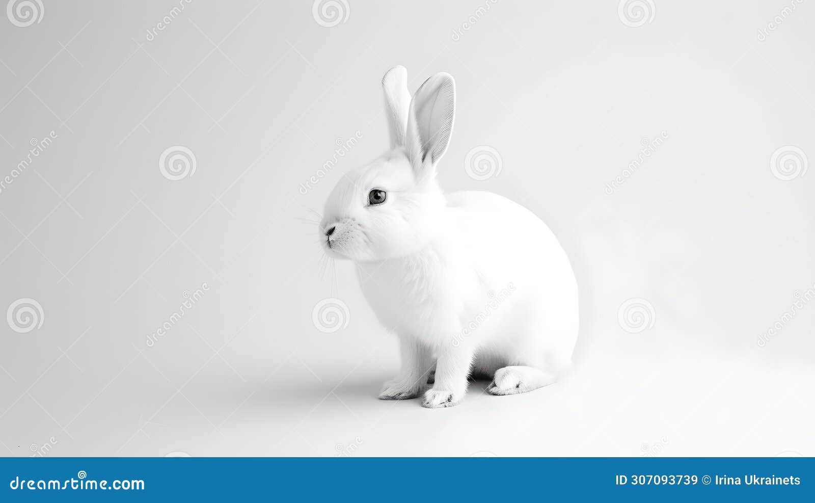 Minimalistic Black and White Photo of a Rabbit on a Plain Background ...