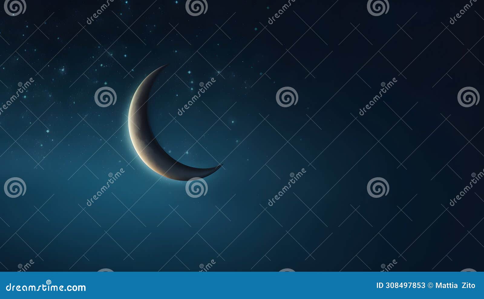Minimalistic Blue Half Moon Wallpaper Stock Image - Image of islamic ...