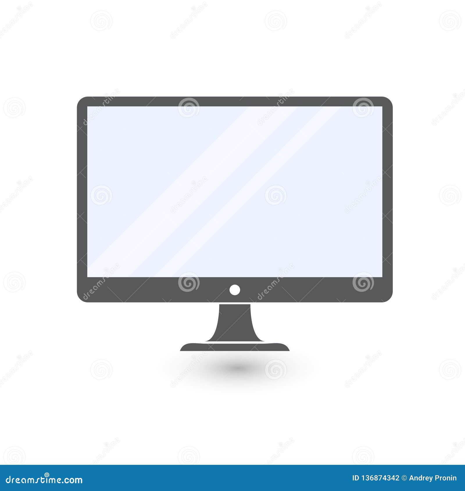 Minimalistic Blue Screen Computer on White Background for Graphic and ...