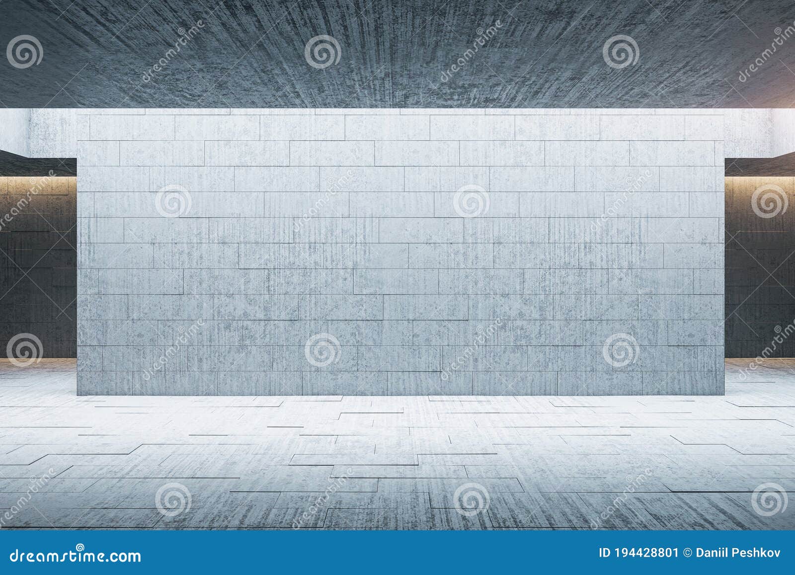 Minimalistic Brick Gallery Interior Stock Illustration - Illustration ...
