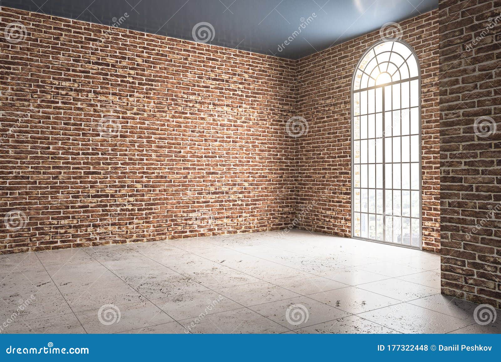 Minimalistic Brick Interior with Window Stock Illustration ...