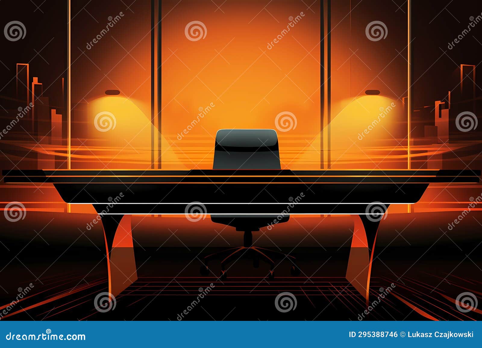 Minimalistic Business Empty Office Desk Graphics Stock Illustration ...