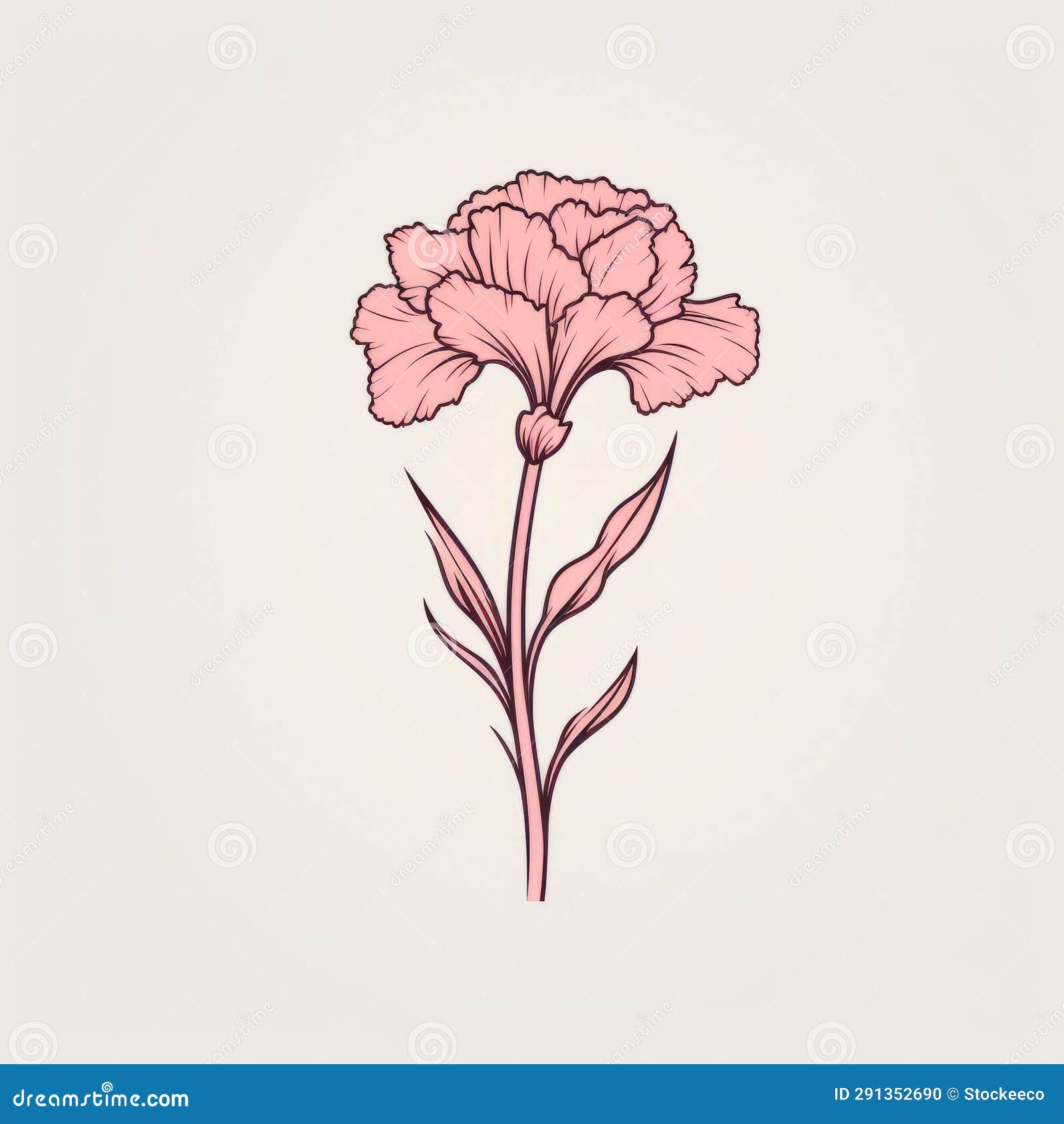 Minimalistic Carnation Drawing Design On Pink Background Stock ...