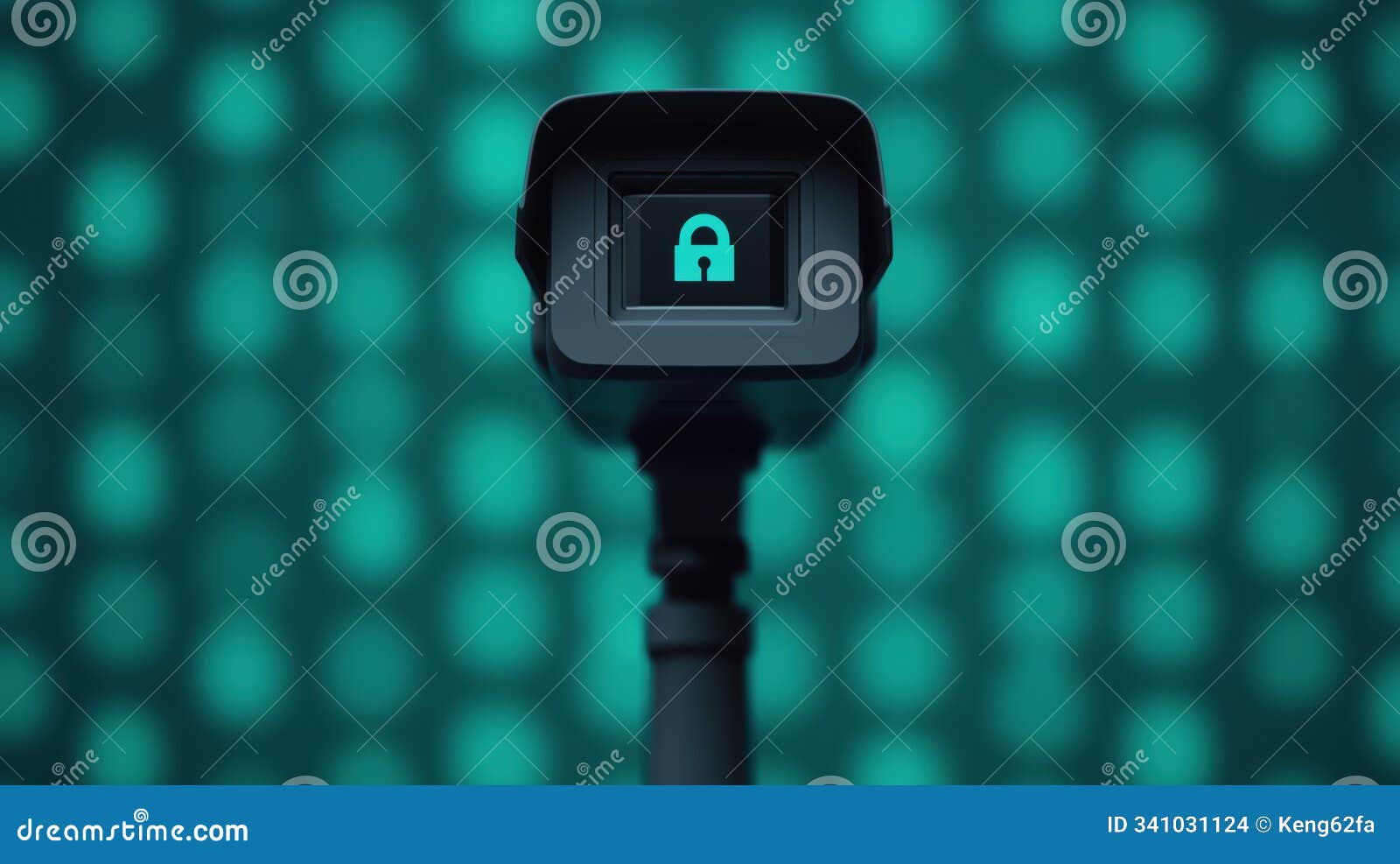 Minimalistic CCTV Camera with Lock Symbol, Symbolizing Security Stock ...