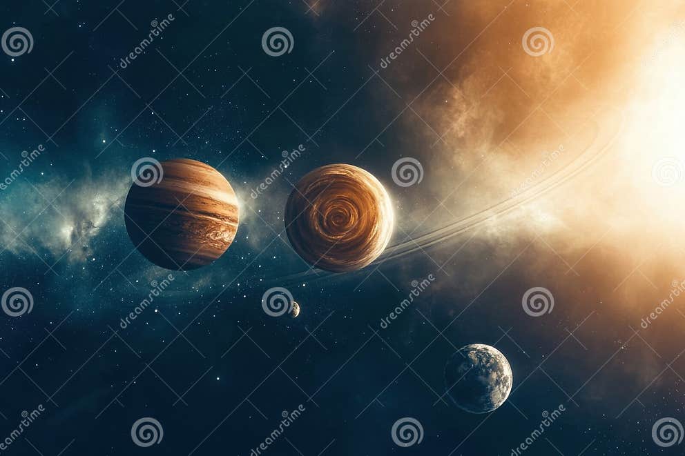 Minimalistic Celestial Artwork Featuring Planetary Alignment and Galaxy ...