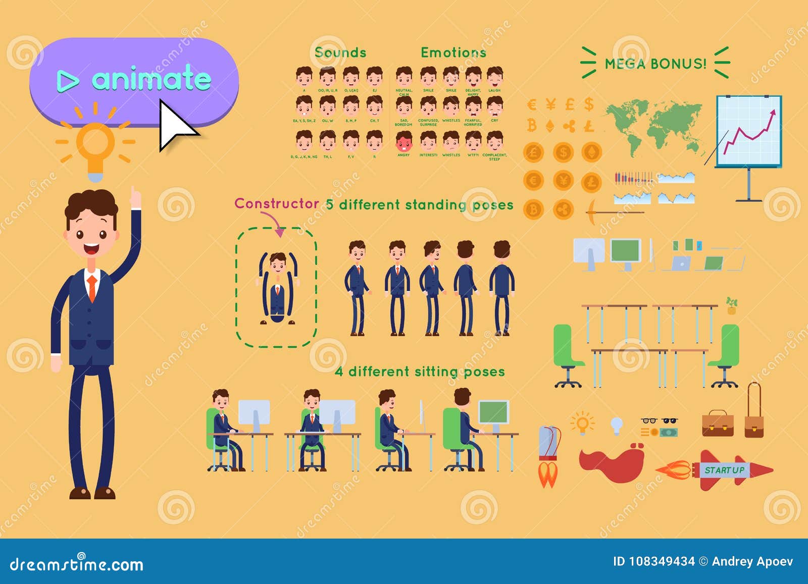 Minimalistic Character Constructor for Animating Stock Vector ...