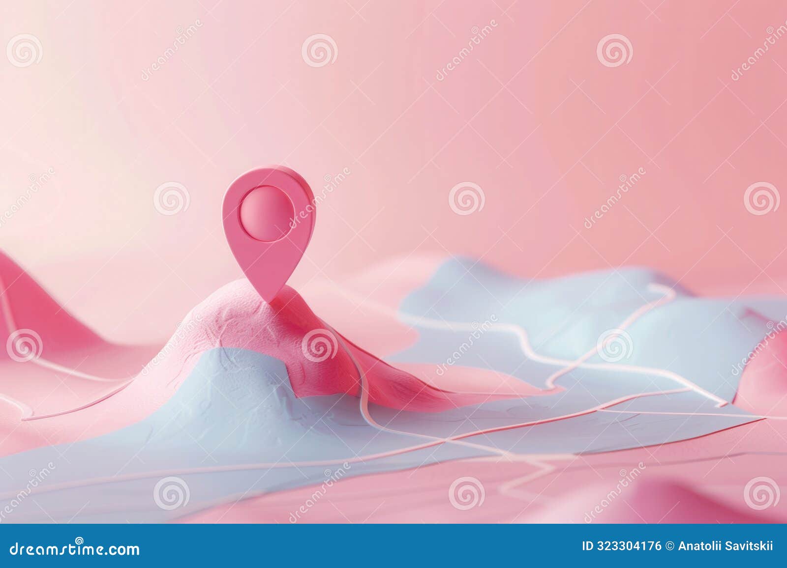 A Minimalistic and Clean Image of a Pink Location Pin Standing on a ...